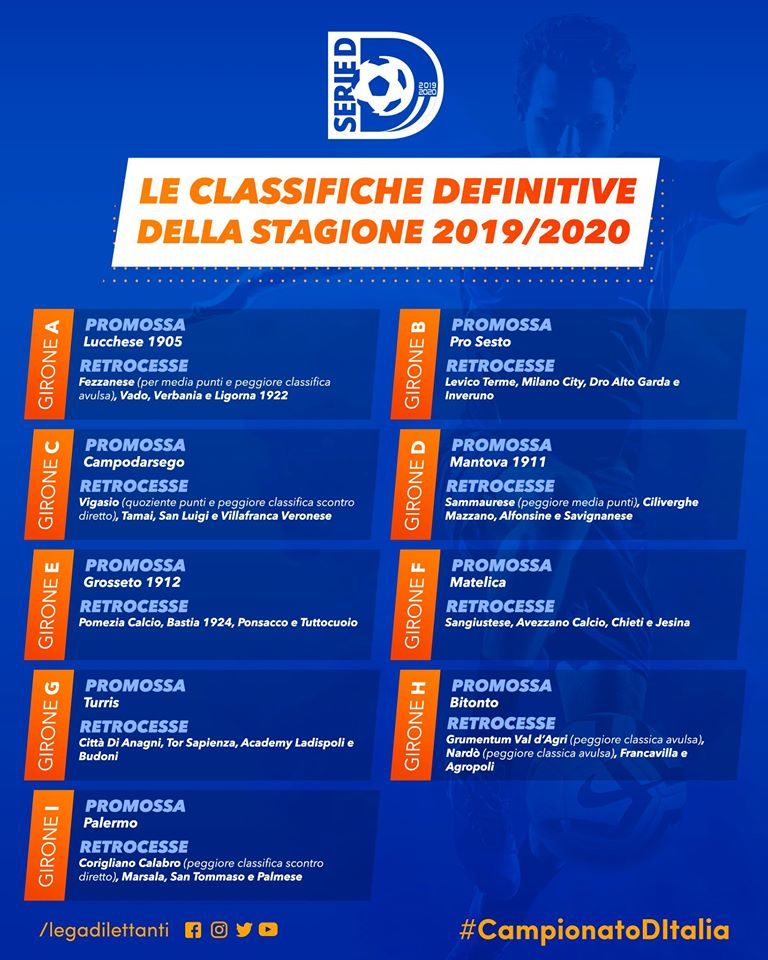 Calcio - Serie D, ufficializzati i verdetti finali in tutti i gironi ...